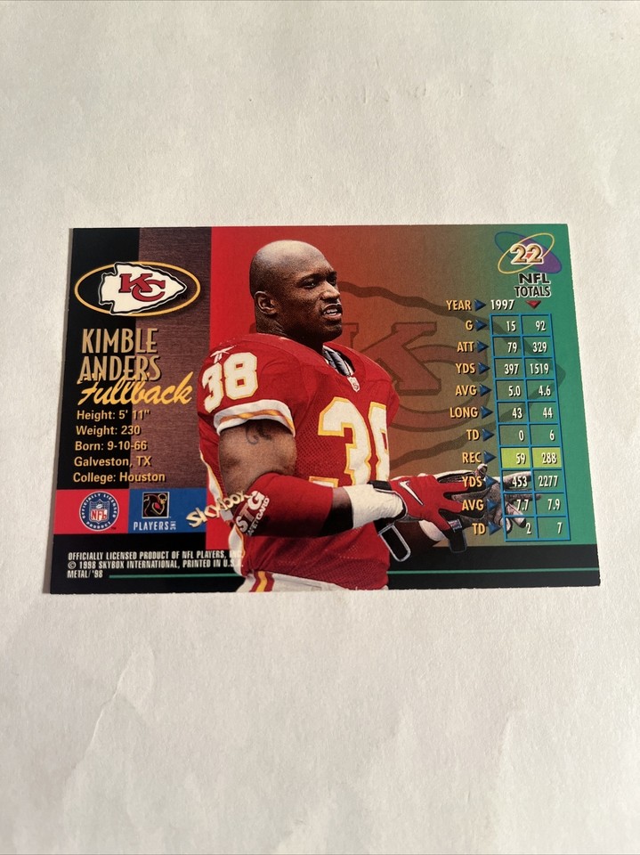 1998 Fleer Metal Universe Kimble Anders #22 Kansas City Chiefs | eBay