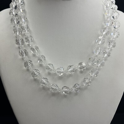 Hand Crafted Iridescent Checkerboard Crystal Sterling Silver Beaded 36 ...
