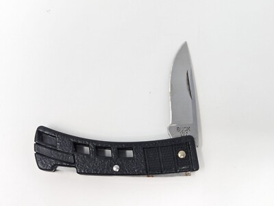 Buck 425 Mini Lockback Black Flat Blade Folding Pocket Knife USA - 2008 ...