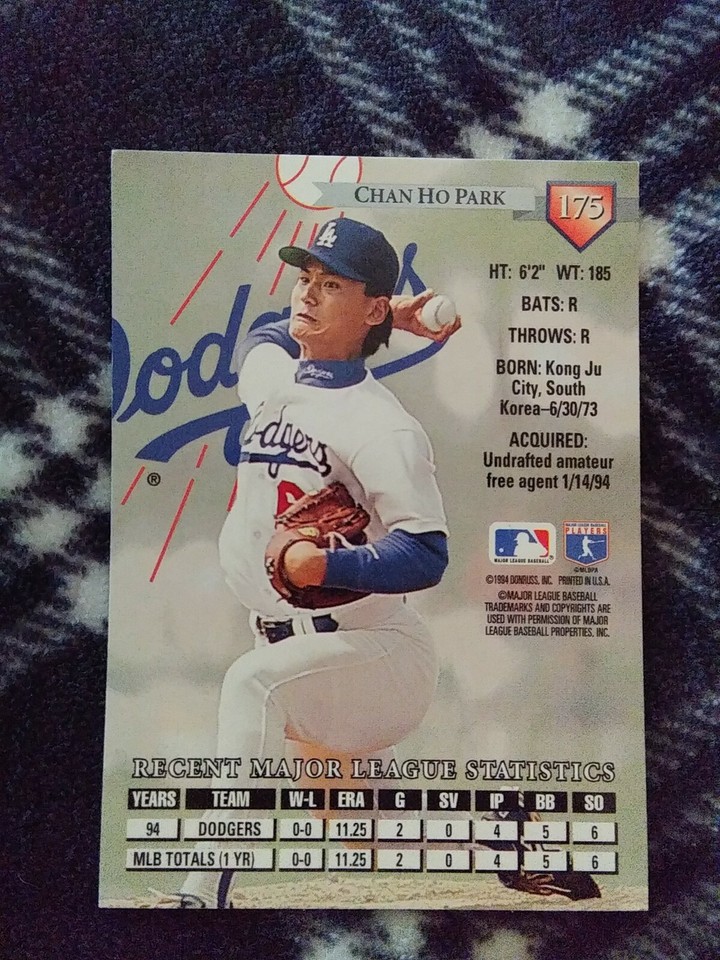Donruss 1995 Chan Ho Park Rookie #175 Los Angeles Dodgers Baseball | eBay