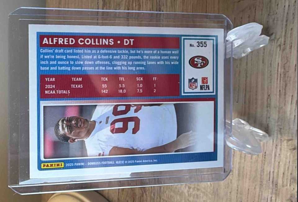 2025 Panini Donruss Alfred Collins Rated Rookie No Name #355 RC 49ers | eBay