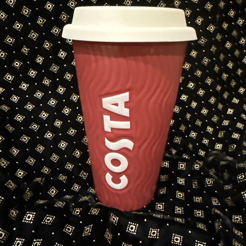 Costa Coffee Ripple Ceramic Mug 2015 Silicone Lid Takeaway Cup Travel ...