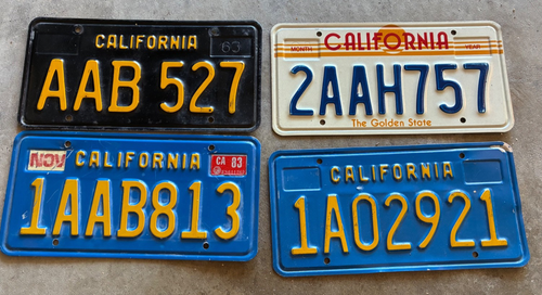 Four early series California License Plates for one bid | eBay