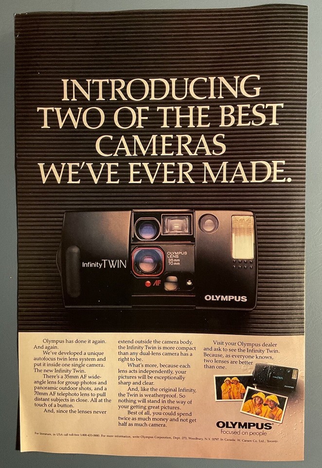 Olympus Infinity Twin Vintage Magazine Print Ad 1989 | eBay