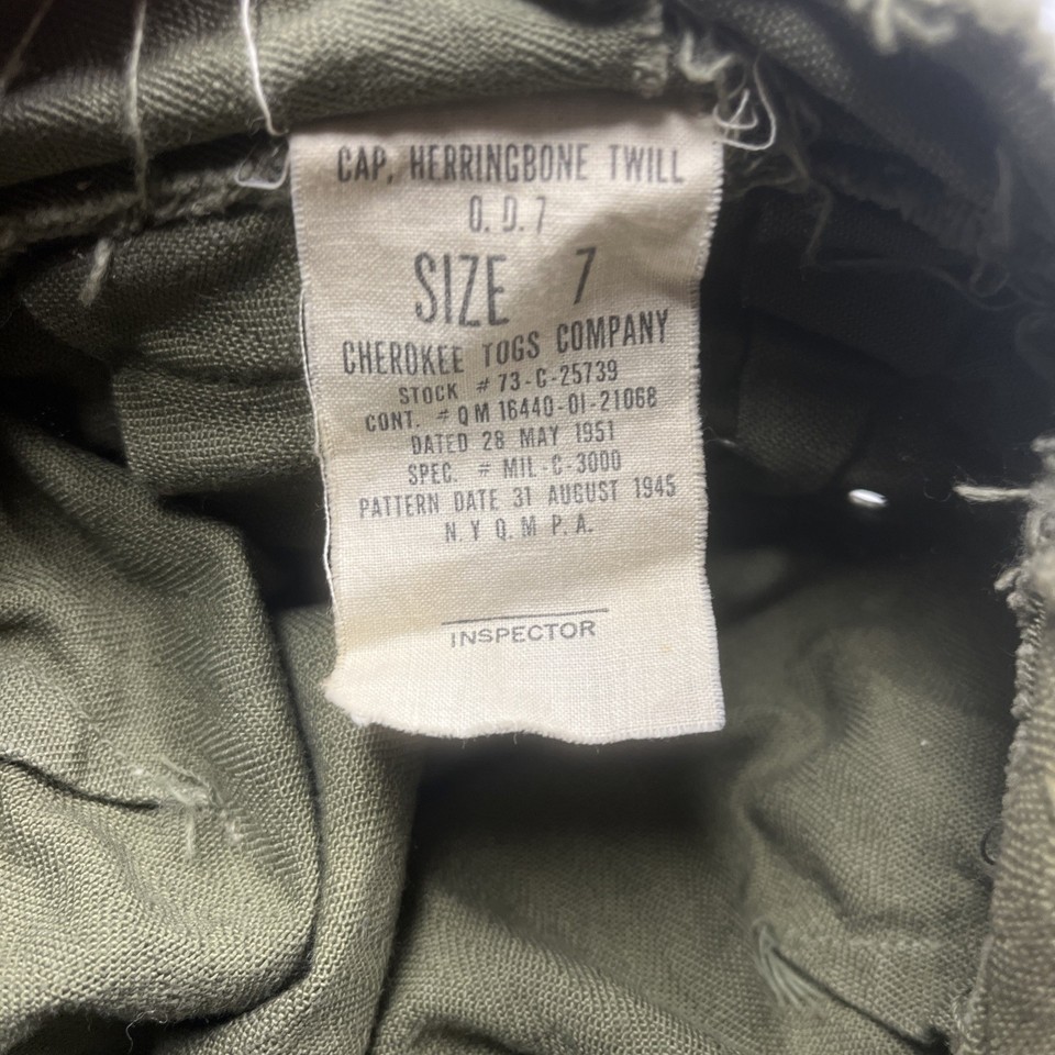 USGI Herringbone COMBAT FATIGUE CAP Korean War Era Dated 1951 | eBay