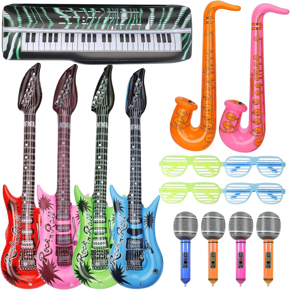Inflatable Guitar Saxophone Microphone Balloons Musical Instrument ...