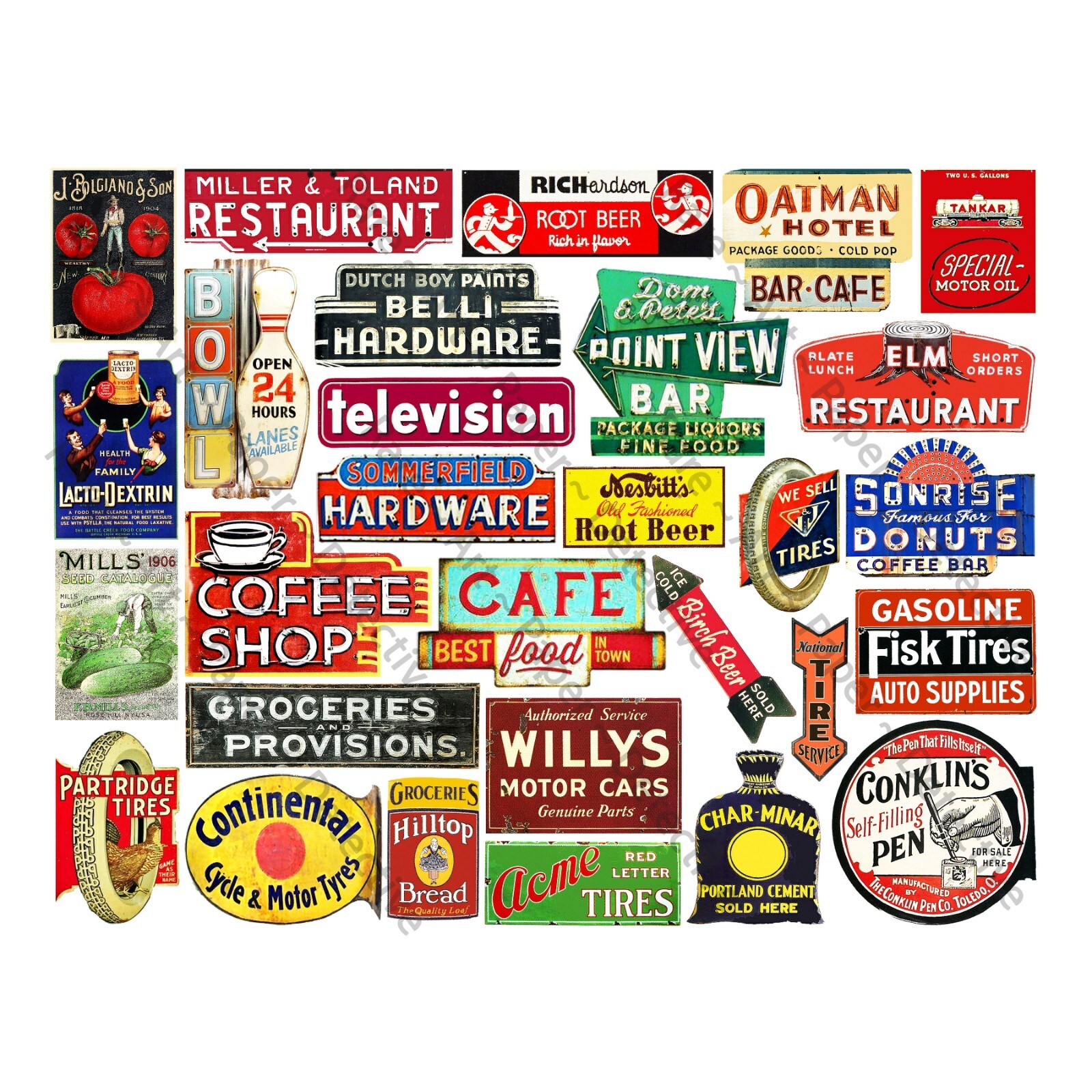 Model Train Signs, Multi Scale, General Store & Auto Signs, 1 STICKER ...