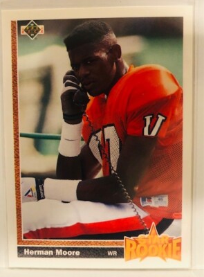 1991 Upper Deck Football Herman Moore Rookie #17 NFL Card Detroit Lions ...