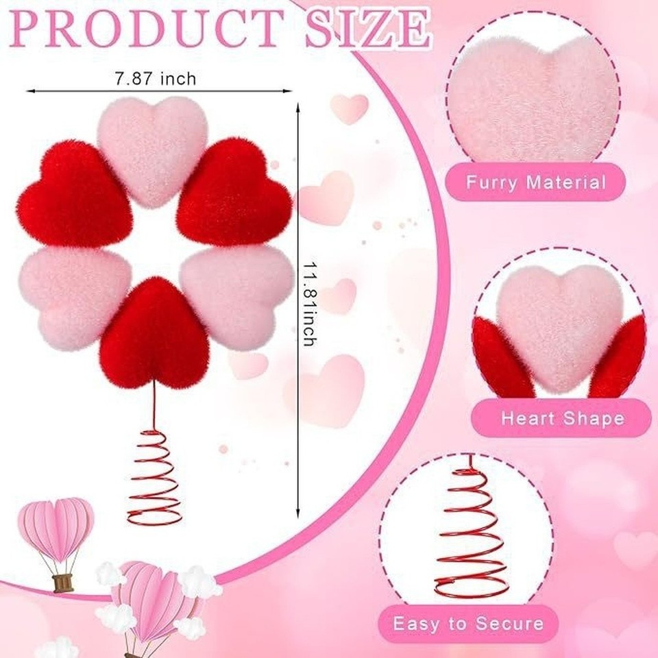 Valentines Day Pink Heart Tree Decoration with Flocking Foam and Metal ...
