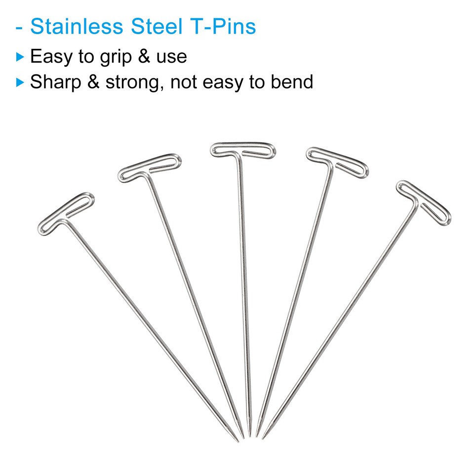 50Pcs T Pins Stainless Steel T-Pins 2 Inch Straight T-Pins Silver ...