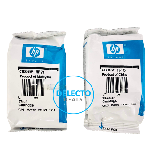 GENUINE HP 74 Black & 75 Tri-Color Ink Cartridges CB335WN, CB337WN NEW ...