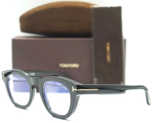NEW TOM FORD TF5873-B 001 ROUND SHINY BLACK AUTHENTIC EYEGLASSES FRAME ...
