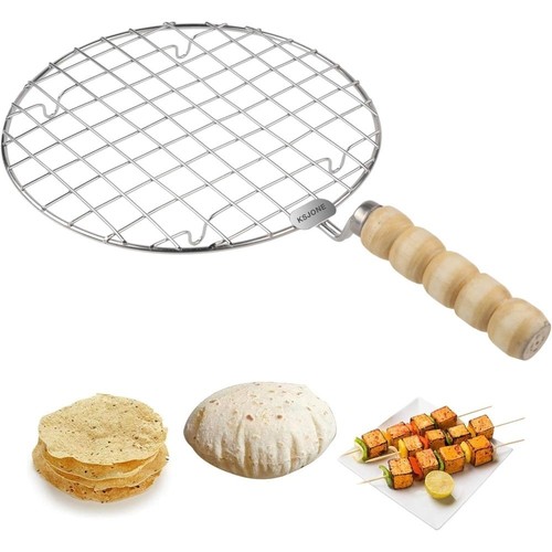 Multi-Functional Stainless Steel Round Wire Roaster Rack with Wooden ...