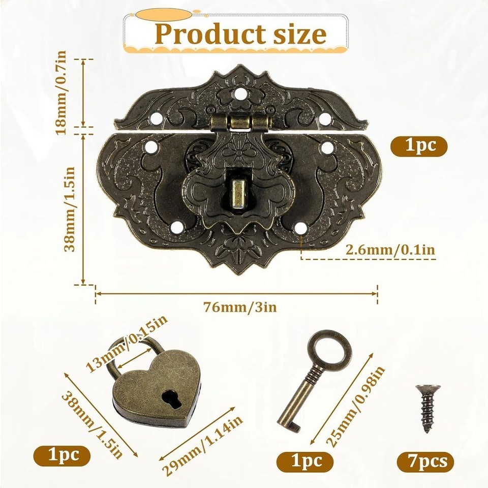 Vintage Padlock Zinc Alloy for Furniture and Jewellery Boxes with ...