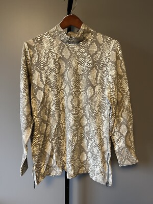 Susan Graver Snake Print Mock Neck Shirt - Size M | eBay