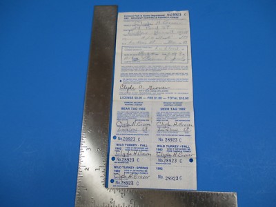 Vintage 1982 Resident Vermont Hunting and Fishing License with Tags ...