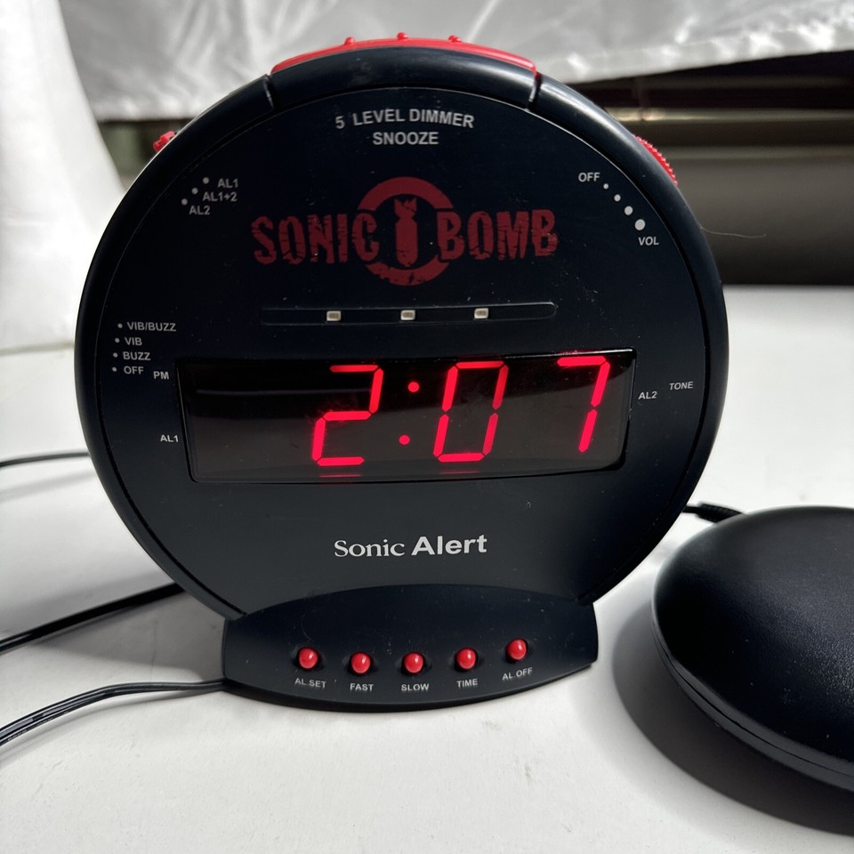 Sonic Alert Sonic Bomb Loud Dual Alarm Clock with Bed Shaker TESTED ...
