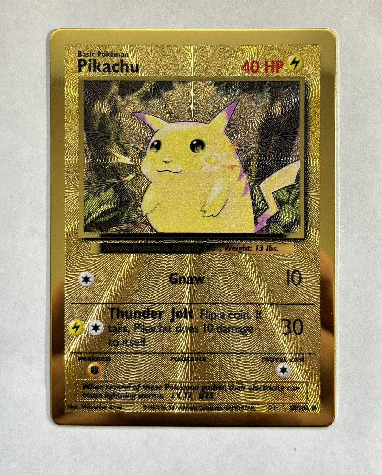 Pikachu 58/102 Gold Metal Card Pokemon TCG Celebrations UPC Ultra Promo ...