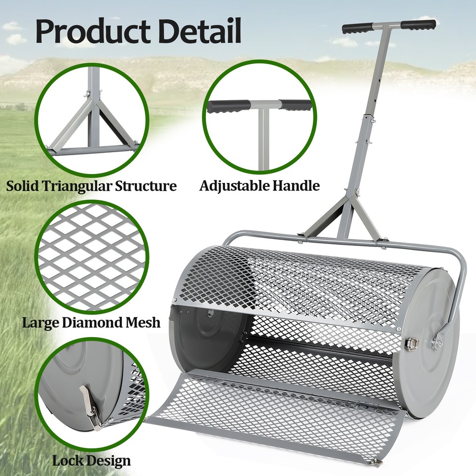 27inchs Compost Spreader for Lawn and Garden Durable Fertilizer ...