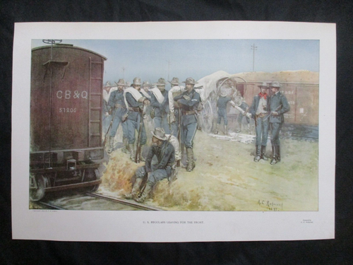 1899 Spanish American War Print - U.S. Regulars Leaving For The Front ...