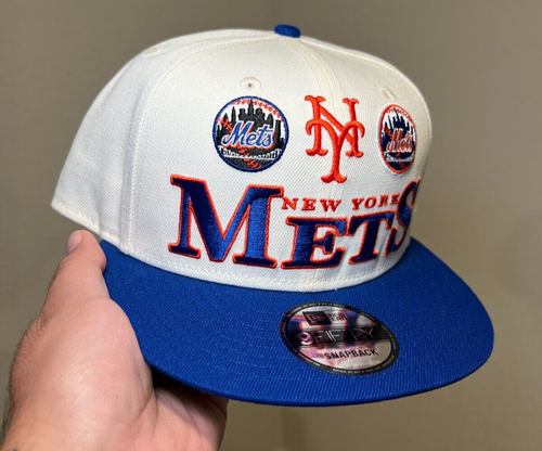 New York Mets New Era 9Fifty Snapback Cap MLB Baseball White Blue Brim ...
