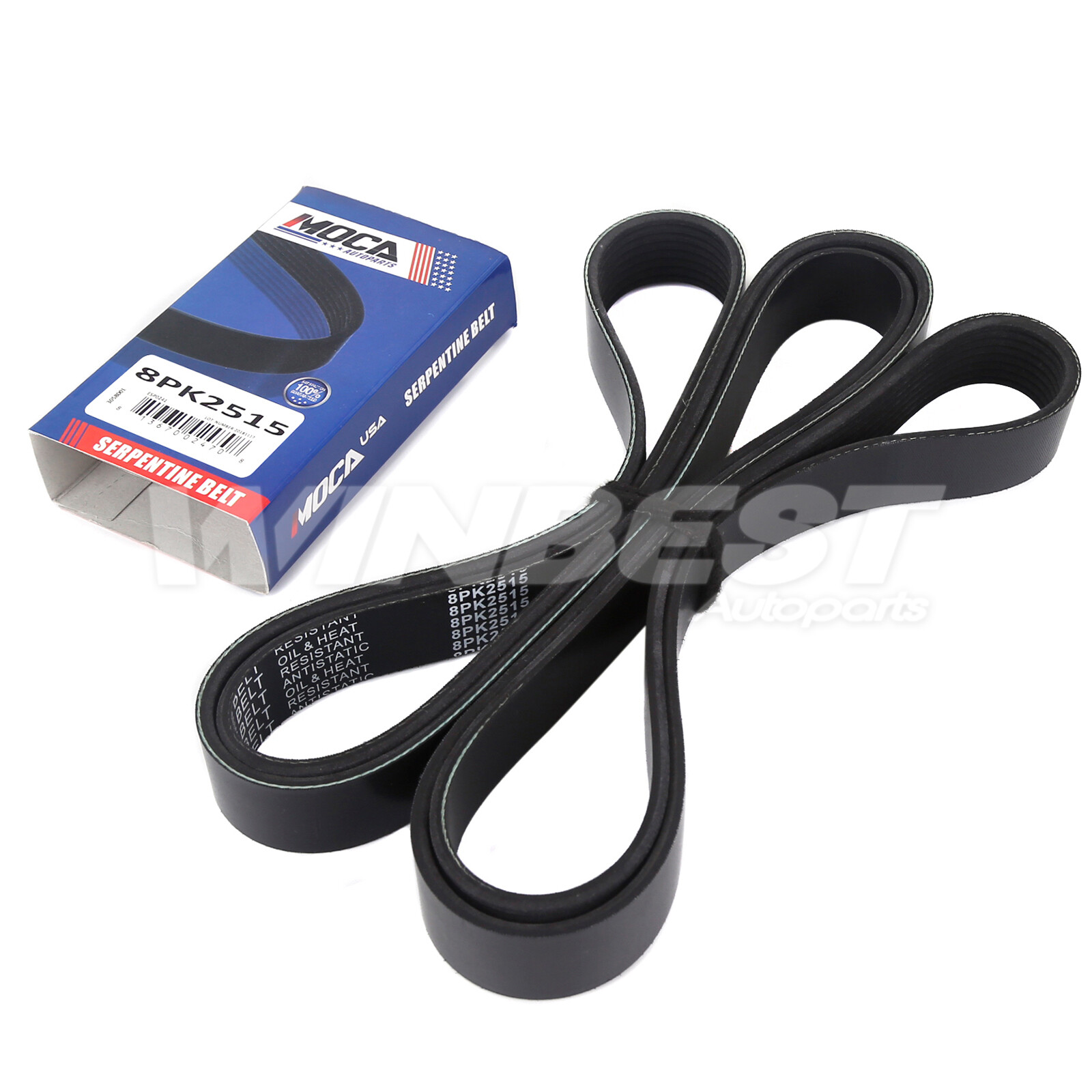 Serpentine Belt 8PK2515 1.12" Width Fit 97-04 Ford Excursion E150 250 ...
