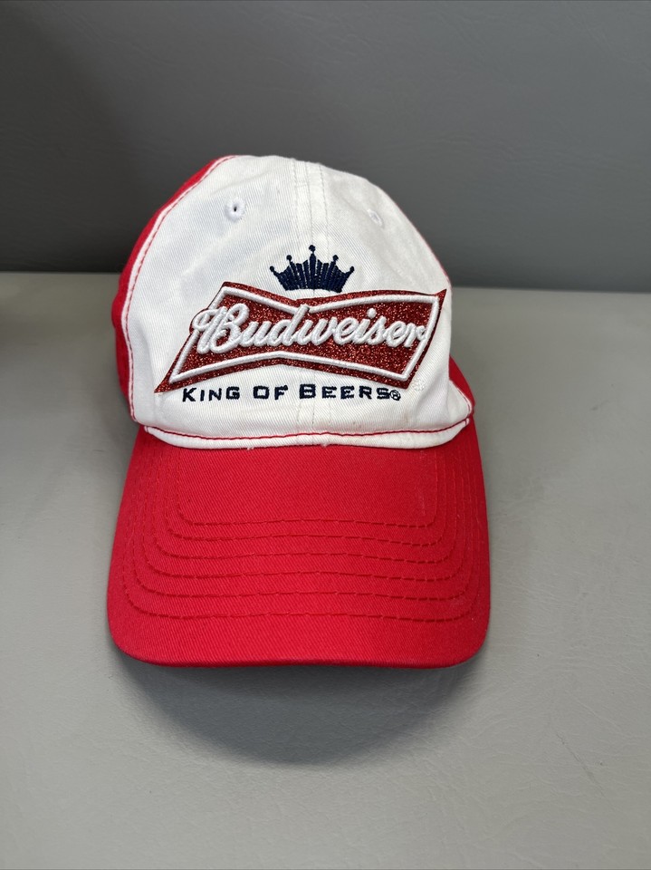 Budweiser King of Beers Ball Red Sparkle Glitter Cap Hat Womens ...