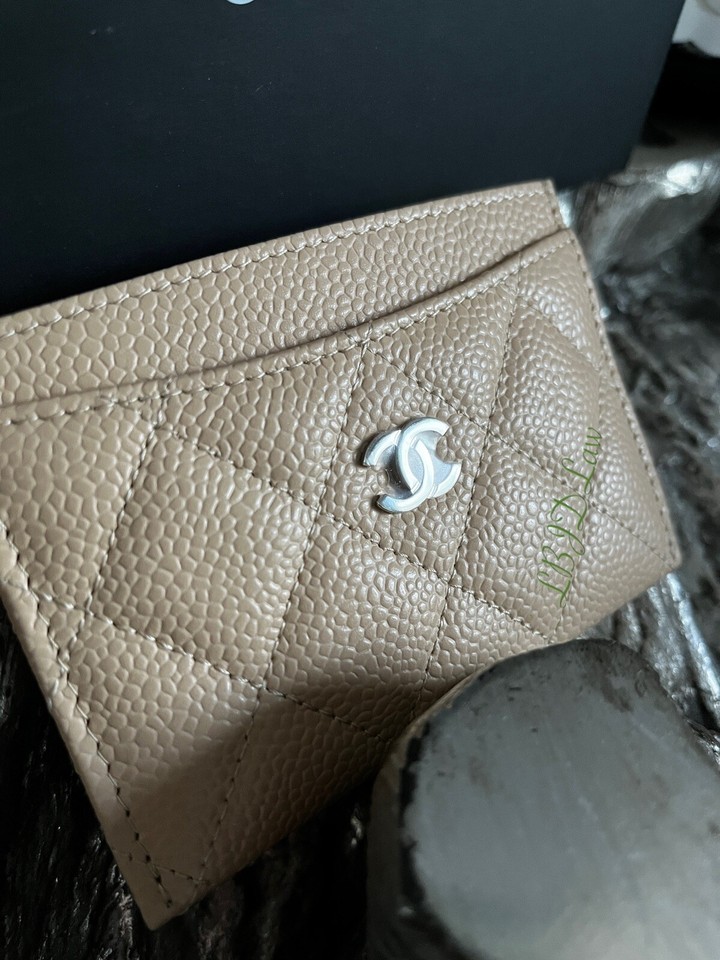CHANEL Beige Caviar Classic Flat Card Holder Mini Wallet Card Case ...