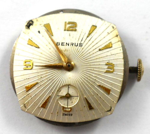 Vintage Benrus Manual Wind 17J Model DN21 Wrist Watch Movement lot.qg ...