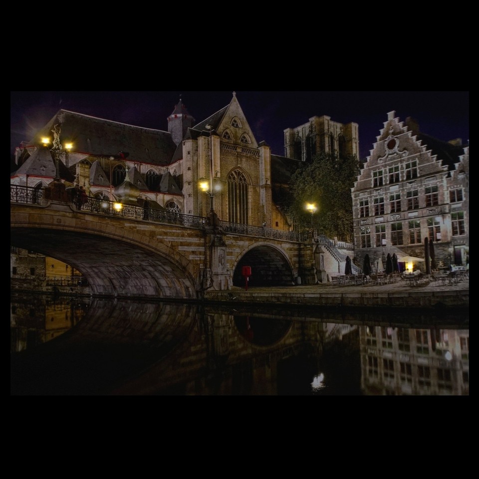Northlight LED Famous St. Michael's Bridge Church Ghent Belgium Canvas ...