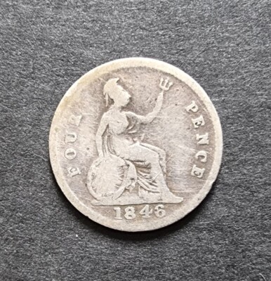 Rare 1846 Groat Fourpence 4d SILVER COIN - Great Britain Victoria QV GB ...