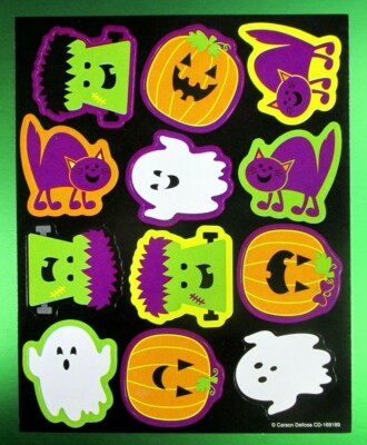 Halloween Monsters, Ghosts & Pumpkins Carson Dellosa Sticker Sheet | eBay