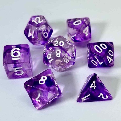 Nebulous Purple 7 Dice Set Polyhedral RPG DnD Dungeons Dragons ...