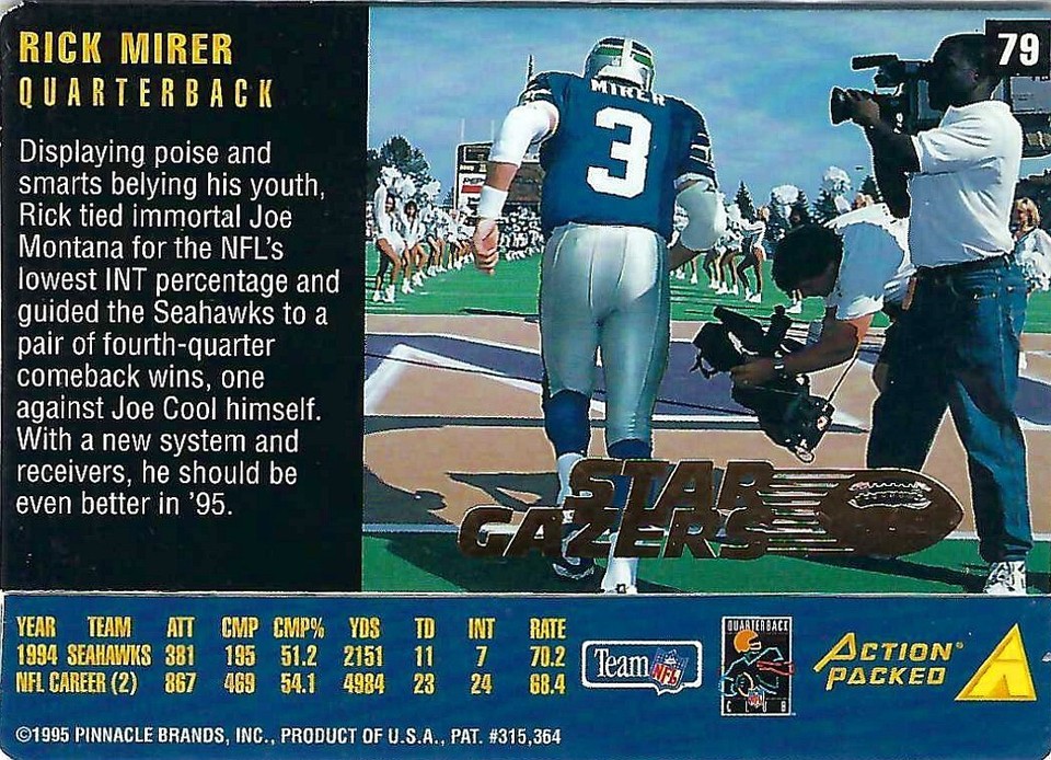 1995 Action Packed Rookie & Stars Rick Mirer -Seattle Seahawks | eBay