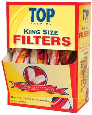 Top King Size 18 mm Filter Tips 200 Filters per Bag 16 Count ...