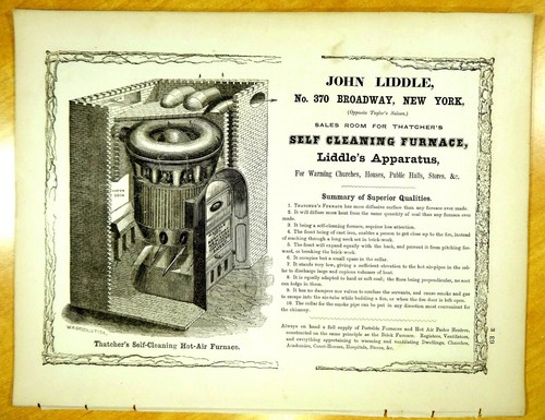1856 NY Print Ads JOHN LIDDLE FURNACES BROADWAY - EDWARD A. LAMBERT ...