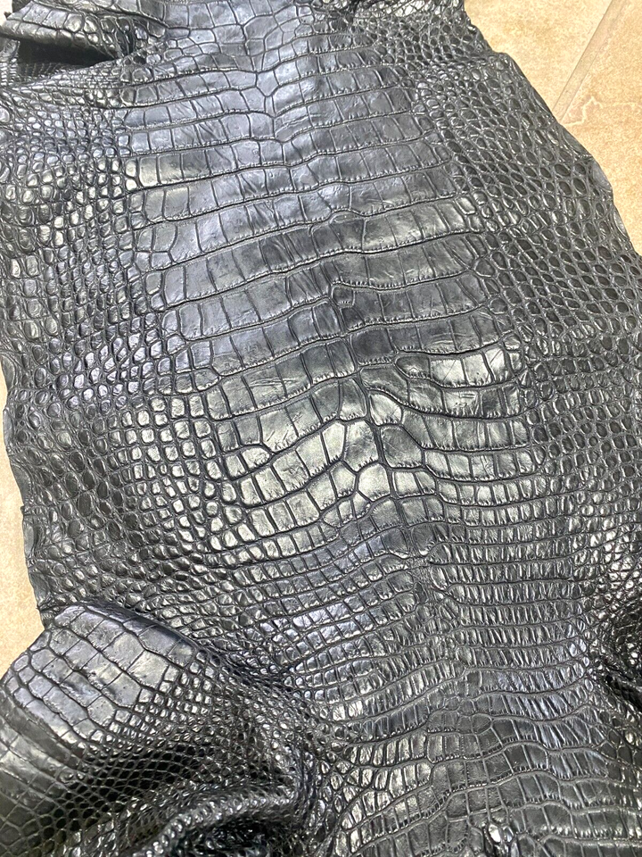 American Alligator Hide 5' Black Matte 30cm WHOLE Real Gator Hide 4363 ...