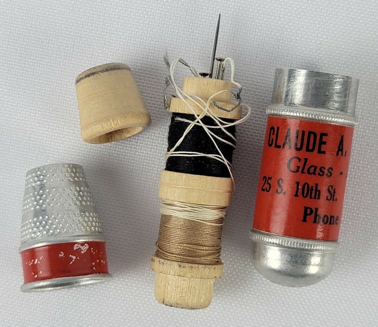 Antique Vtg Advertising Thimble Sewing Kit Claud Hollinger Lebanon PA ...