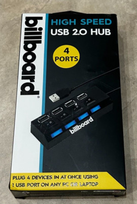 Billboard USB 2.0 High Speed 4-Port Splitter Hub NEW Factor Sealed PC ...