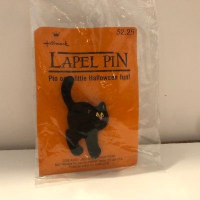Vintage 1990 Hallmark Black Cat Lapel Pin New on Card Boo Bazaar NOC | eBay
