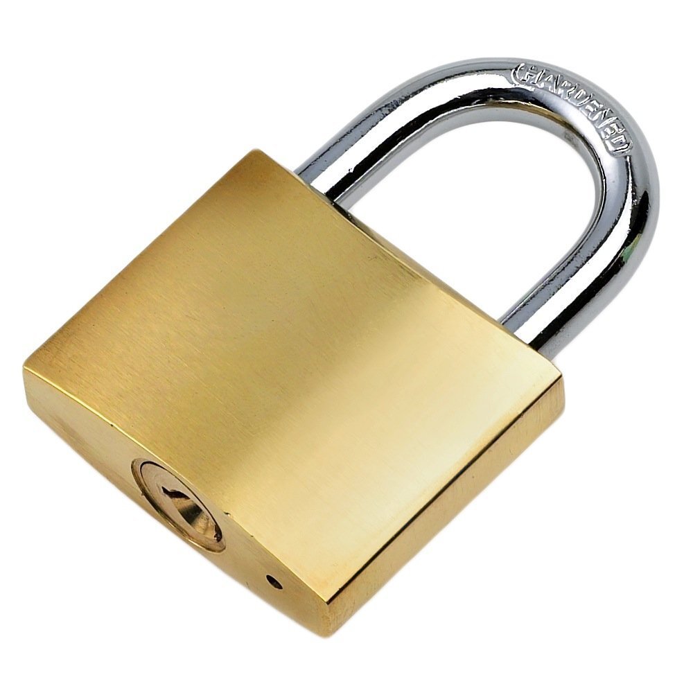 Brass Padlock, Hardened Steel Shackle- 3 Keys - 50mm - Solid Brass Body ...