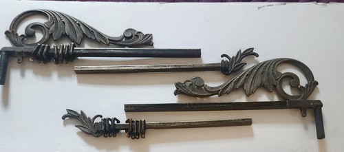 Pair Ornate Antique Metal Swing Curtain Rods W/Hooks - 24" | eBay