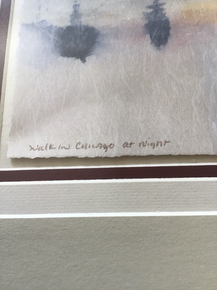 Russ Erickson “Walk In Chicago At Night” Signed Water Color Print 30” X ...