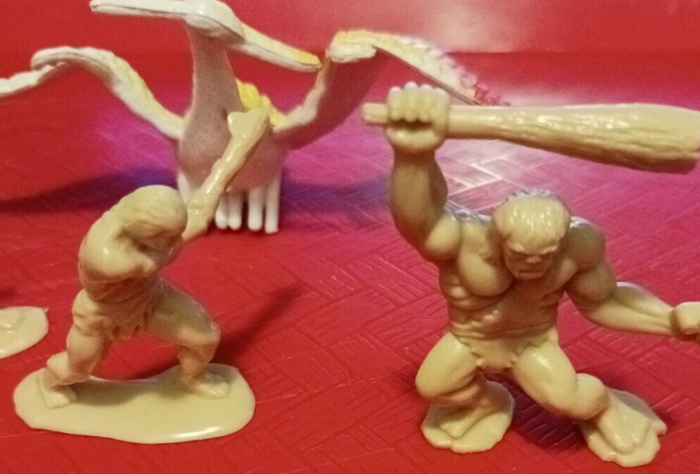 Lot 3 Plastic Cavemen Figures & Pterodactyl | eBay