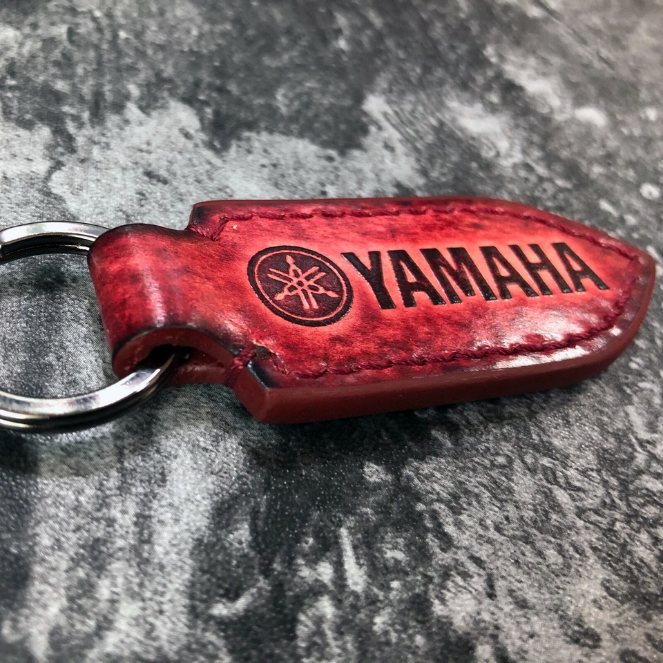 Handmade leather keychain with Yamaha logo in RED. 1EA | eBay