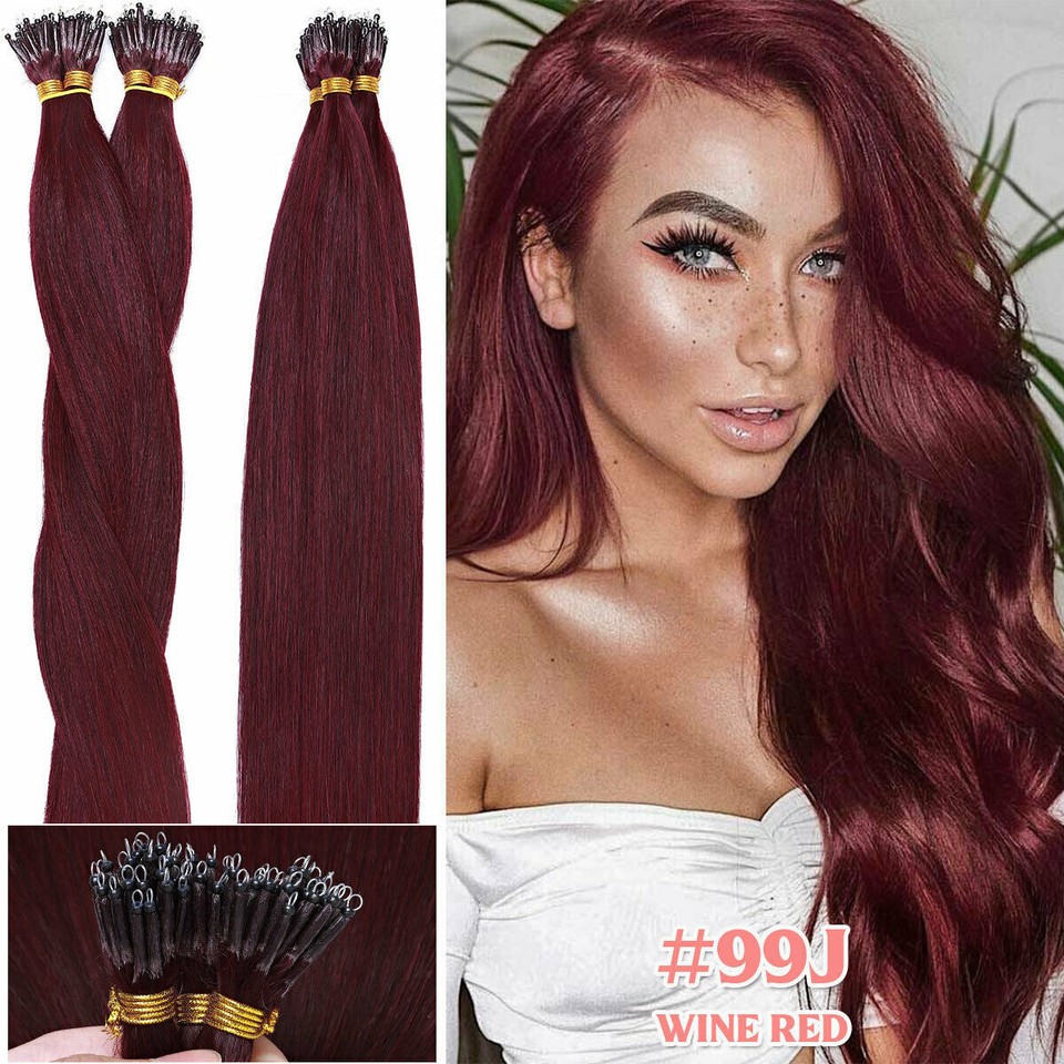 1G Nano Ring Beads Russian 100% Remy Human Hair Extensions Micro Loop ...
