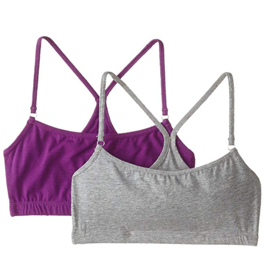 Trimfit Girls' Racerback Crop Top (Pack of 2), Grey Mix/Purple, Large ...