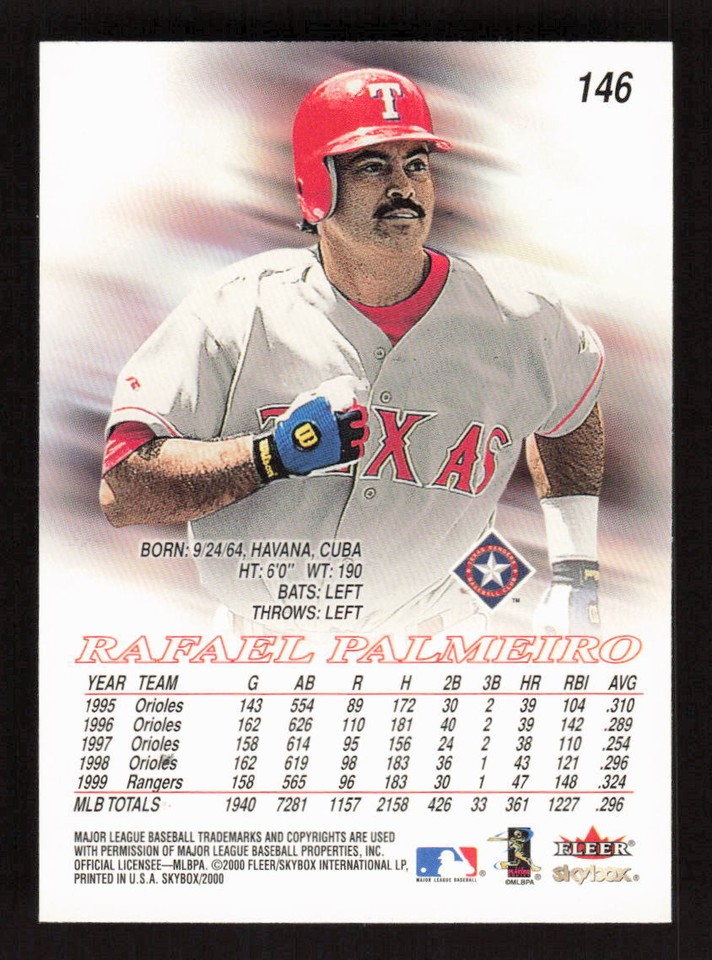 2000 SkyBox #146 Rafael Palmeiro Texas Rangers | eBay