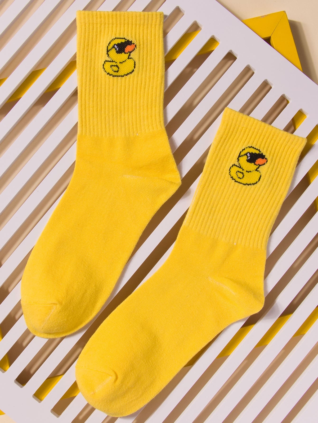 Cartoon Duck Crew Socks Yellow Duck Socks Funny Socks for Men Novelty ...