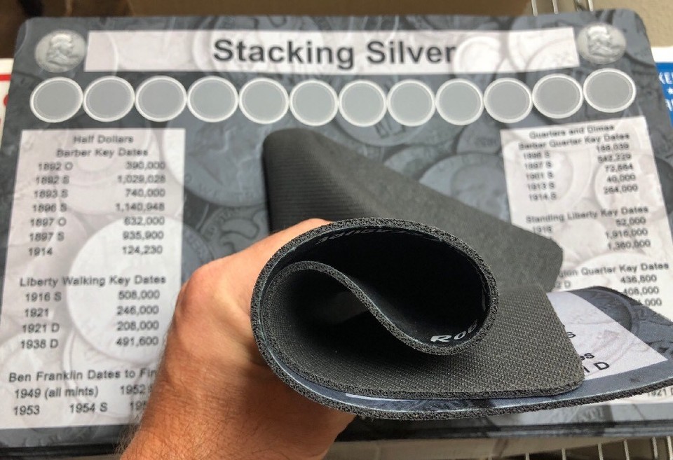 11" X 17" Silver Stack Coin Roll Hunting Mat - Rubber Backed and Safe ...